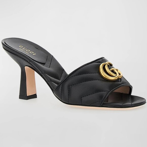 Gucci | Shoes | Gucci Marmont Gg Padded Chevron Matelasse Leather Mule ...